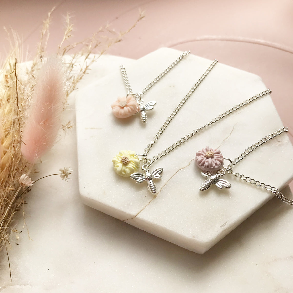 ‘Mini Bees’ Personalised Flower Necklace – BumbleandBees